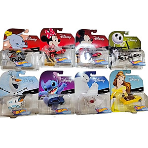 Hot Wheels Disney Character Cars Complete Set of 8 from GCK28-999F Release Diecasst Bundle