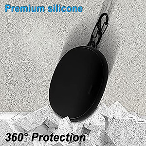 Geiomoo Silicone Carrying Case Compatible with Anker Soundcore Liberty 2 Pro, Portable Scratch Shock Resistant Cover with Carabiner (Black)