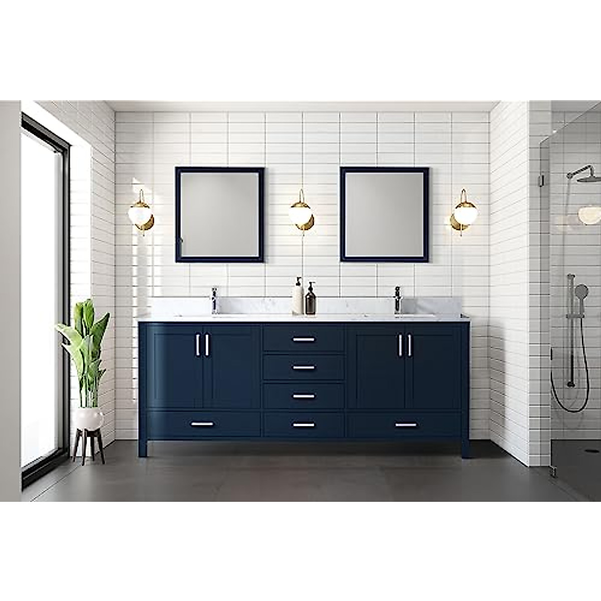 Bell+Modern Big Sur 80 in. W x 22 in. D Navy Blue Double Bath Vanity