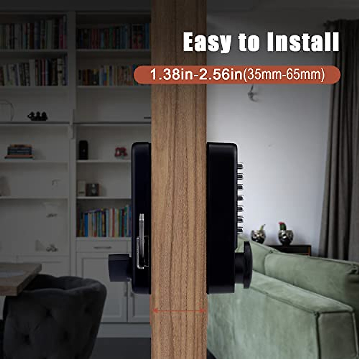 Keyless Entry Door Locks with Keypads Deadbolt, Mechanical Combination Latch Door Lock with Handle, Waterproof Keyless Sliding Door Lock, Digital Code Gate Front Door Lock Set with Door Knob (Black)