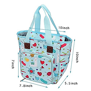KOKNIT Knitting Tote Bag, Portable Knitting Yarn Storage Bag for Carrying Project with Pockets for Crochet Hooks, Knitting Needles and Accessory, Stylishly Designed Can be Matched with Any Outfit