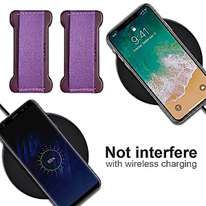 WUOJI Cell Phone Finger Grip Strap Holder for Hand, Finger Strap Phone Holder, New Slim Finger Loop Selfie Grip Compatible with Most Smartphones - 2Pack(Black Darkpurple)
