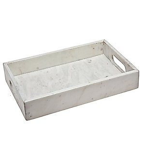 Godinger Silver Art White Marble Rect Tray 16 X 12