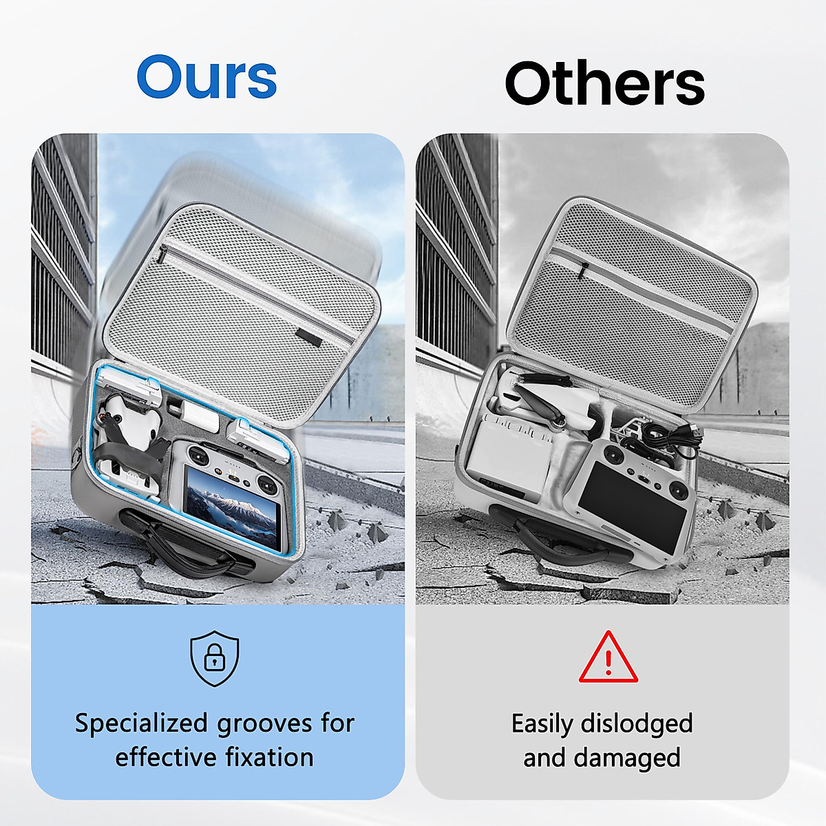 Tomat Mini 4 Pro Carrying Case, Portable Travel PU Leather Storage Shoulder Bag for DJI Mini 4 Pro Fly More Combo RC2 / RC-N2 Accessories Compatible with 3 Batteries