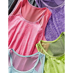 5 Pack Women's Workout Tops, Athletic Racerback Tank Tops for Women, Mesh Sleeveless Shirts Yoga for Gym Running (Set 3, Small)