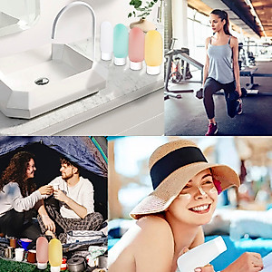 TSA Approved Travel Bottles Set for Toiletries Travel Size Containers Kit 4 Pack Portable Leak Proof Refillable Squeeze Cosmetic Airplane Essential Shampoo Hair Conditioner Body Lotion Bath Shower Gel