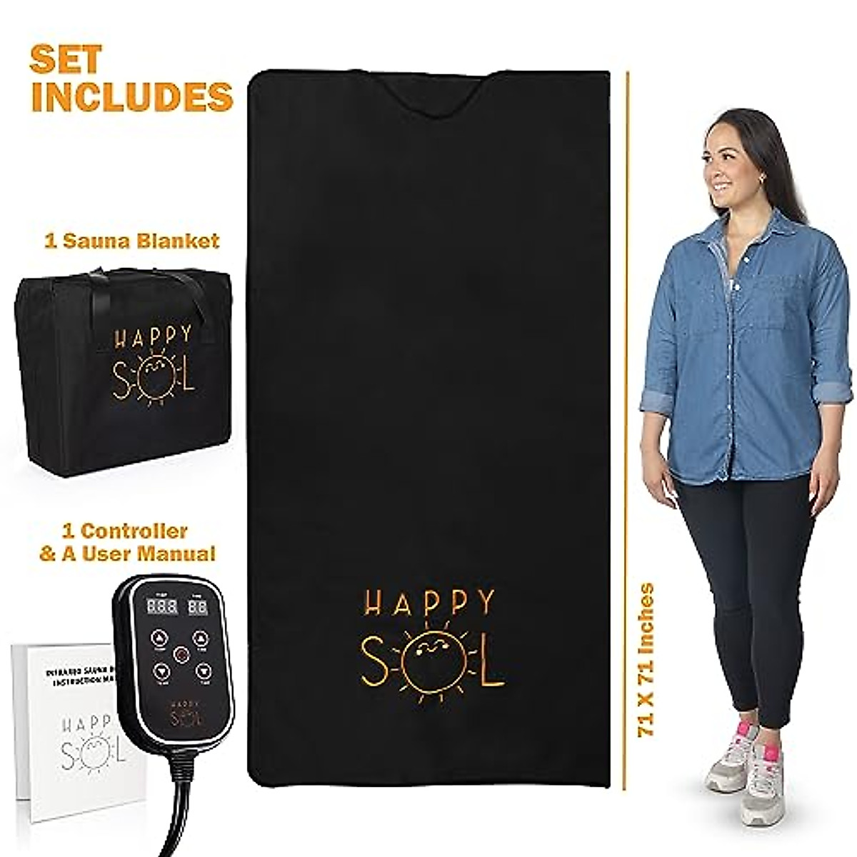 Happy Sol Far Infrared Sauna Blanket for Home, Portable Infrared Sauna Blanket for Therapy, Sauna Blanket for Detox, Suitable for Relaxation and Exercise Recovery, Very Low EMF
