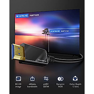 Maxonar 8K Fiber Optic HDMI Cable 50FT [Certified] Ultra HD High Speed HDMI 2.1 Cable, 8K60 4K120 144Hz, 48Gbps CL3 HDCP 2.2&2.3 eARC HDR Dolby for PS5/Xbox Series X/Apple TV 4K, Roku/Samsung/Sony TV