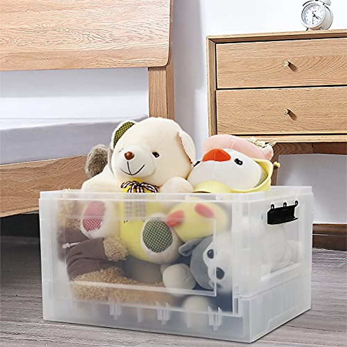 Pekky 16L Collapsible Storage Box with Lid, 2 Packs Stackable Folding Bin