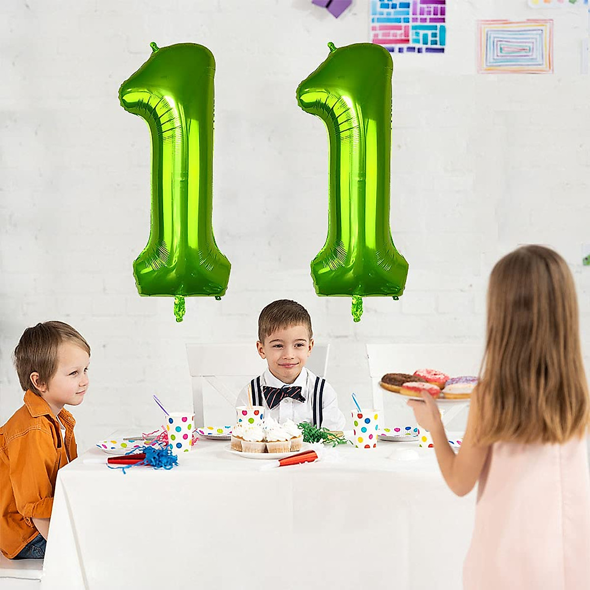 Xihuimay Number 11 Balloons 40 inch Digital Balloon Alphabet 11 Birthday Balloons Digit 11 Helium Balloons Big Balloons for Birthday Party Supplies Wedding Bachelorette Bridal Shower, Green Number 11