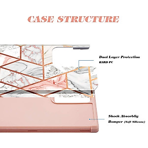 Fingic Galaxy Note 20 Ultra Case, Samsung Note 20 Ultra Case Rose Gold Marble Design Shiny Glitter Bumper Hybrid Hard PC Soft Rubber Silicone Cover Anti-Scratch Shockproof Protective Case 6.9" 2020