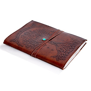Tree of Life Handmade Leather Journal Refillable Unined Paper Leather Journal/Writing Notebook Diary/Bound Daily Notepad for Men & Women Medium, Writing pad Gift for Artist, Sketch