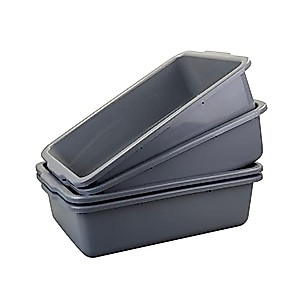 Qqbine 36 Quart Commercial Bus Tubs, Plastic Bus Box Dish Pan Basin, Gray, 4 Packs