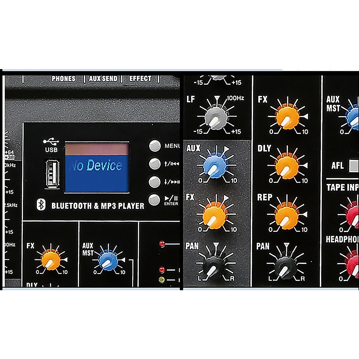 Pro 12 Channels Live Audio Mixer Bluetooth USB DJ Sound Mixing Console with 3 Stage Equalization Regulate 6 Modes Of Music for Family Ktv,Campus Speech,Meeting Etc
