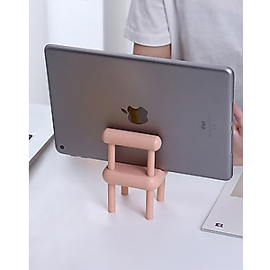 DIY Mini Chair Cell Phone Stand, Candy Color Mobile Phone Holder, Multi-Angle Chair Shape Table Phone Bracket, Compatible with All Mobile Phones, PP Material and Well Made (Pink) -1 Pack