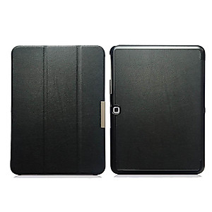 KUESN SM-T530 T531 Smart Cover Case for Samsung Galaxy Tab 4 10.1 Tablet Ultra Slim Flip Folio Pu Leather Stand Case with Magnetic Auto Sleep&Awake up (Black)