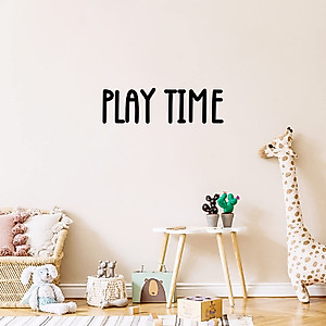 Vinyl Wall Art Decal - Play Time - 9" x 30" - Trendy Cool Motivational Positive Fun Quote Sticker for Bedroom Kids Room Living Room Playroom Daycare School Office Coffee Shop Decor (Black)