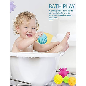 ROHSCE Baby Textured Multi Ball Set, 6pcs Colorful & Bright Child Touch Hand Ball Toy Infant Sensory Balls Massage Soft Ball, 6-12 Months Baby Learning Grasping Soft Sensory Toys for Kids Gift