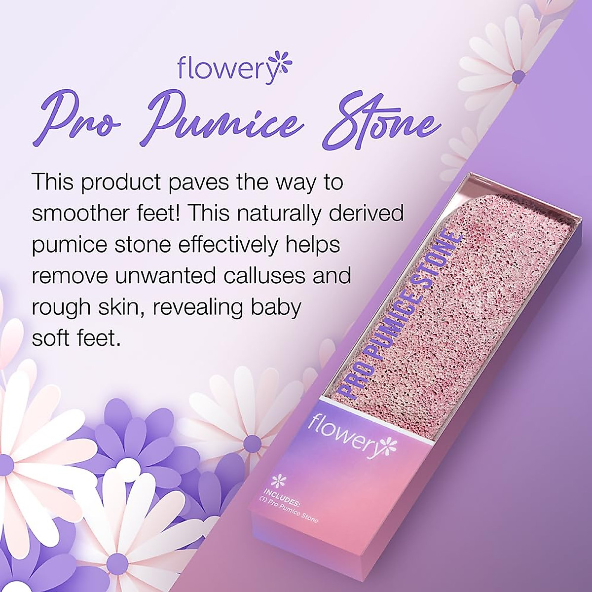 Flowery Pro Pumice Stone, 1-Pack