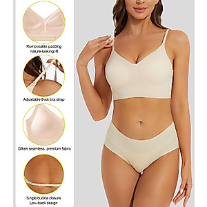 ZITAIMEI Low Back Seamless Bras Multiway Convertible Strap Halter Lifting Bra Spaghetti Strap Wire-Free Padded Backless