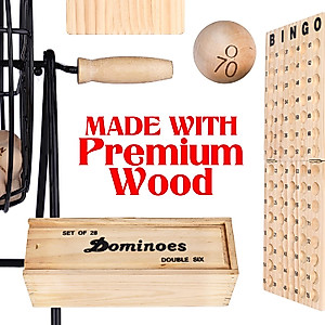 LOLO TOYS Professional Deluxe Bingo Game Set – Bundle with Dominoes Set – Bingo Balls with Cage – Cards - Storage Bag. Bingo Games for Family Kids and Adults