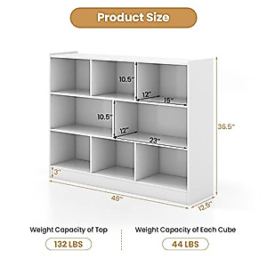 IFANNY 3 Tier Bookcase, Modern Bookshelf with 8 Storage Cubes, Wood Storage Cube Shelves, Small Bookshelves for Small Spaces, Book Shelf for Bedroom, Living Room, Home Office (White)