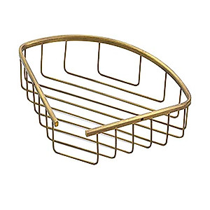 BESTOYARD European Style Brass Antique Corner Wall Mount Shower Basket Storage Rack Shelf Caddy Organizer for Bathroom Toilet Kitchen