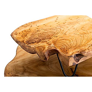 TJ Global Natural Edge Wooden Stand with Hairpin Legs for Displaying Cakes, Plants, Candles, Decor (L9 x W8.5 x H4)