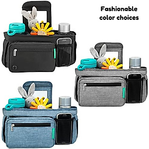 Non-Slip Stroller Organizer With Cup Holders, Exclusive Straps Grip Handlebar. Universal Fit For Uppababy Vista Cruz Nuna Baby Jogger Bob Britax Bugaboo Graco Stroller Accessories Caddy Parent Console