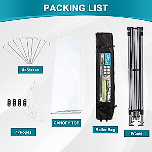 PHI VILLA Pop-up Canopy 10x10 Patio Tent Instant Gazebo Canopy with Wheeled Bag, Portable Lightweight Folding w/Adjustable Height,White