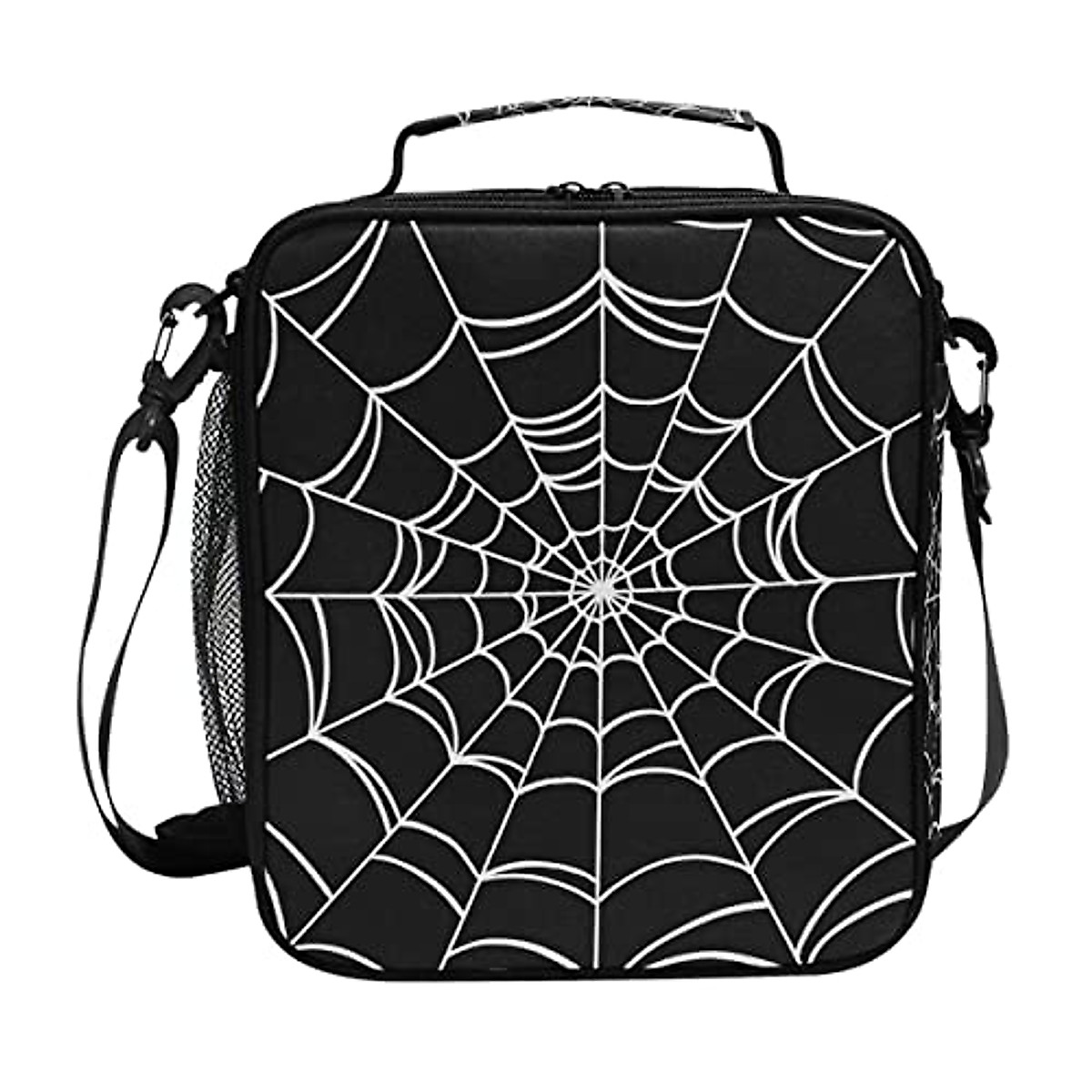 Goth Spider Web Lunch Box Halloween Insulated Lunch Bag Reusable Cooler Lunch Tote Bag Portable Lunch Bag With Shoulder Strap for Boys Girls Women Men School Work Outing