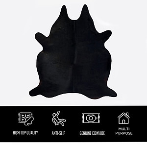 NGF Real Cowhide Rug Leather Cow Skin Exotic Black 5 x 5 Large Brazilian Cow Hide Rugs