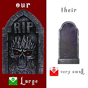 17in Tombstones Yard Sign with Stakes, 6PCS Graveyard Halloween Decorations Scary Gravestone Headstone Lawn Signs Halloween Decor Halloween Tombstones & Cemetery Decorations Waterproof(Large)