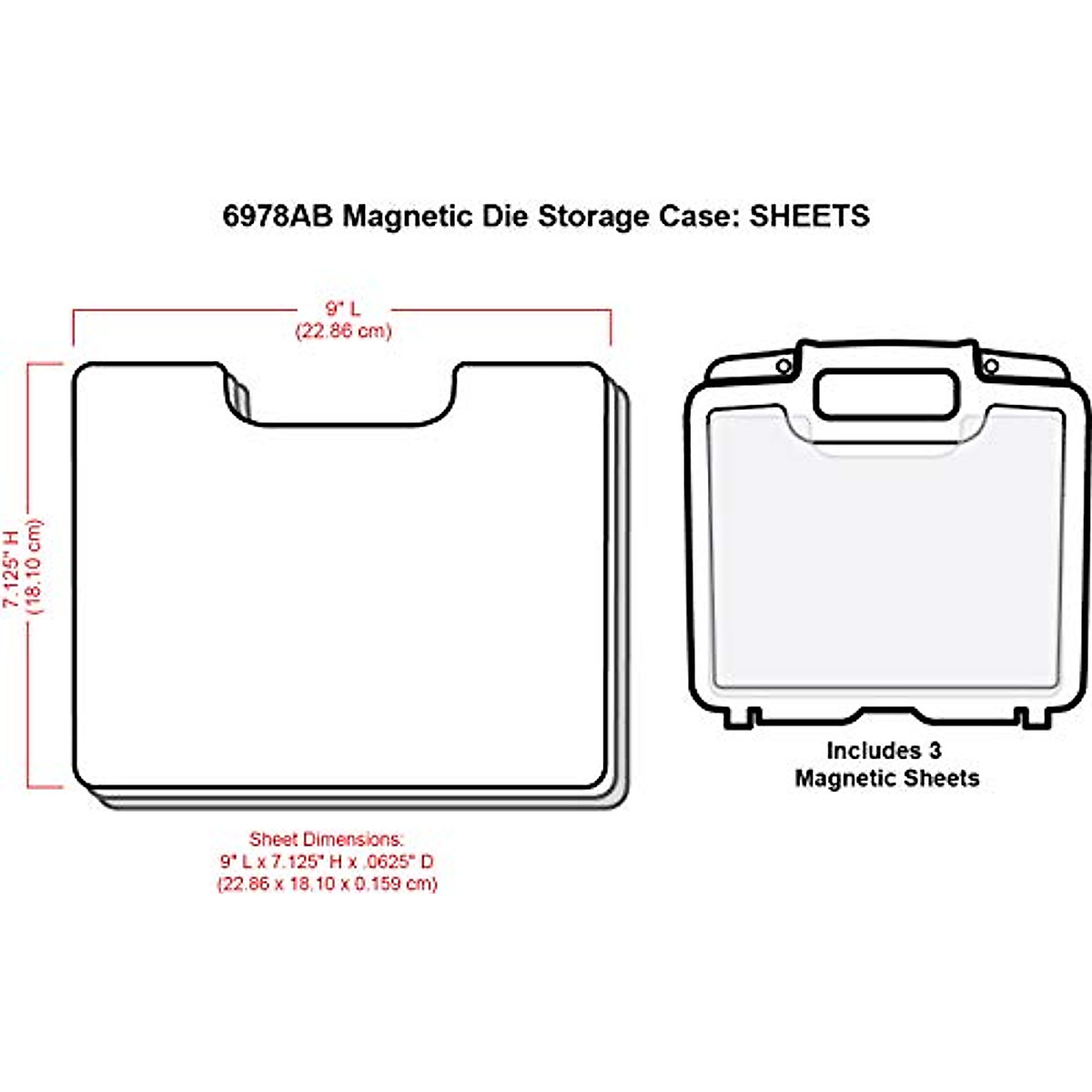 ArtBin 6978AB Magnetic Die Storage Case with 3 Magnetic Die Sheets, Portable Paper Craft & Die Organizer with Handle, Translucent
