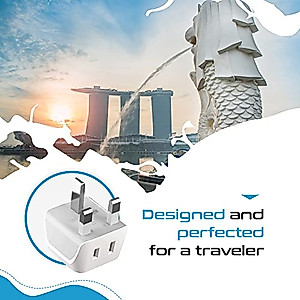Ceptics UK Travel Plug Adapter, 2 in 1 Type G Adapter, US to UK Adapter, Ireland, Dubai Travel Adapter with Dual USA Inputs, CE, RoHS - HK Outlet Adapter, 3 Pack