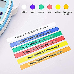 6 Color + 2 White Compatible Label Tape for Brother P-Touch TZe Tape 12mm 0.47 Inch Laminated for PTouch PT-D210 PT-H110 PT-D400 Label Maker, Black on White/Orange/Red/Blue/Yellow/Green, 8Pack