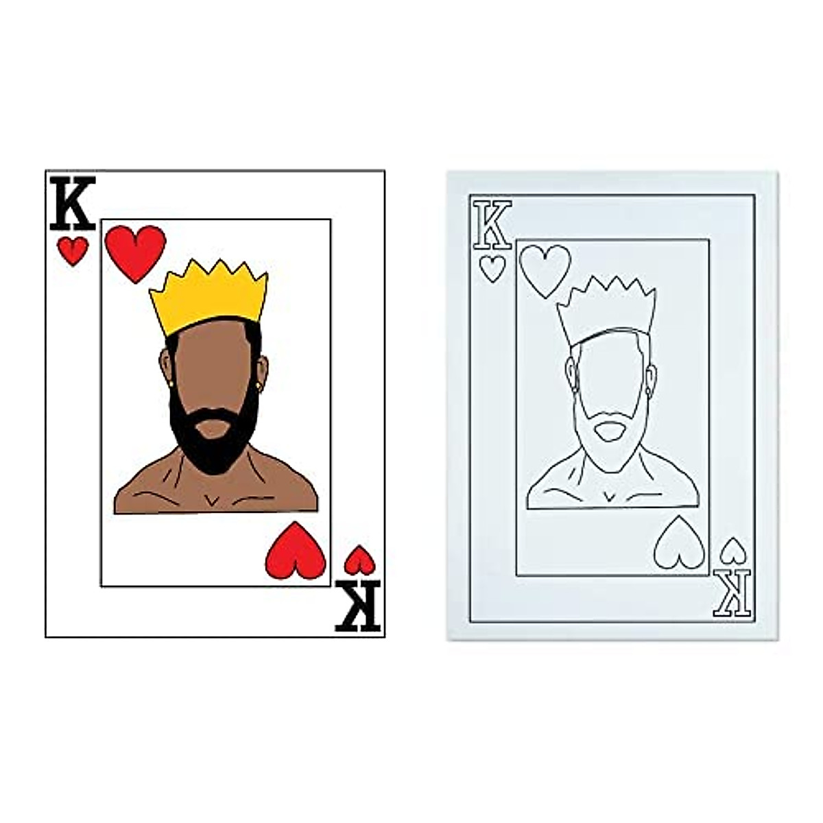 King Queen Playing Cards (2 Pack) 12x16 Canvas Paint Party Kits Pre-Drawn Outline Canvas for Paint and Sip