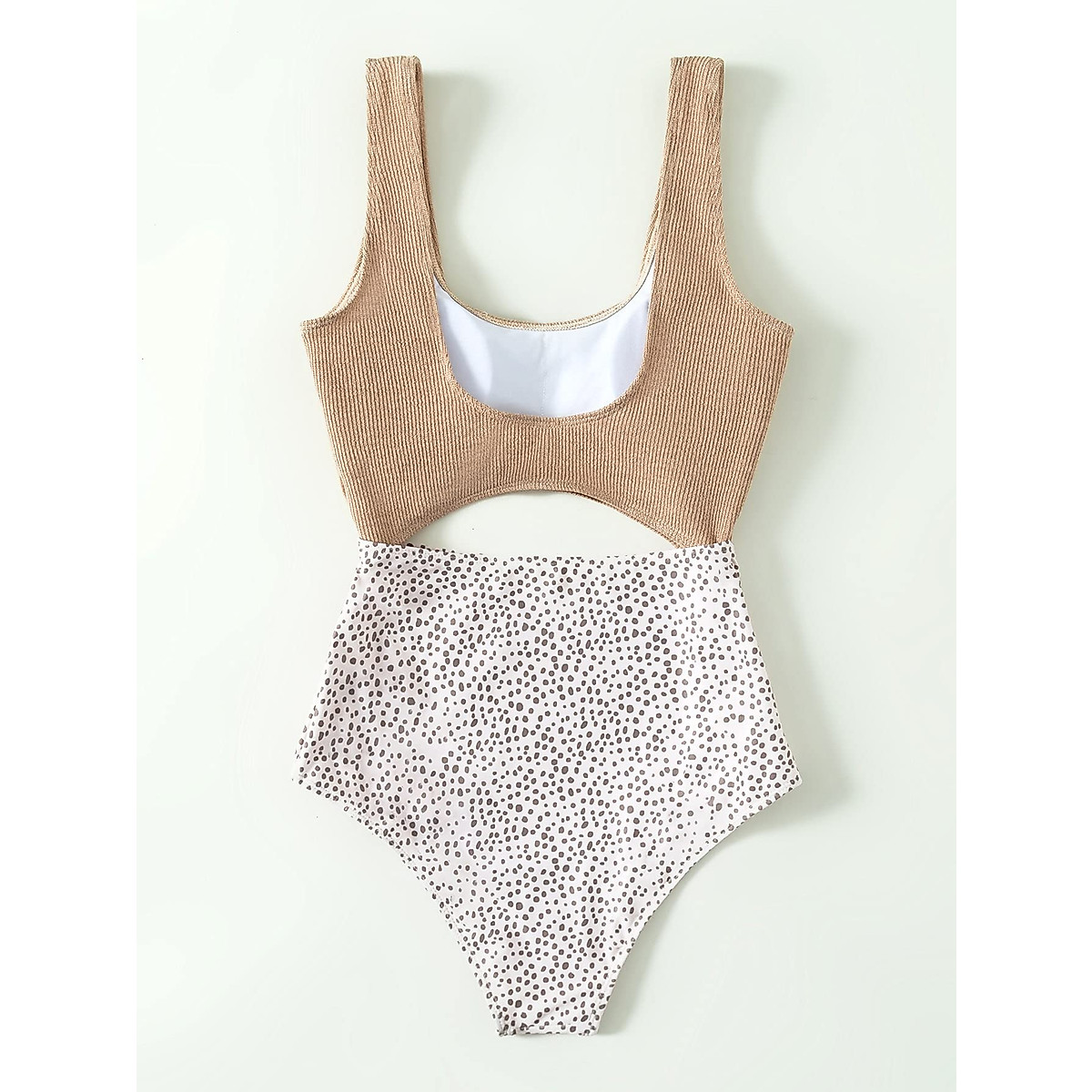 Floerns Women's Bathing Suit High Waisted Cut Out Monokini One Piece Swimsuit A P Khaki S