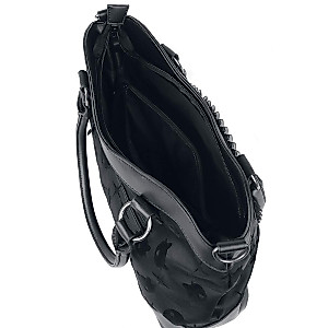 Lost Queen Women's Purse Handbag Shoulder Bag | Gothic Dark Goth Victorian (Black Cats Lunar Sisters)