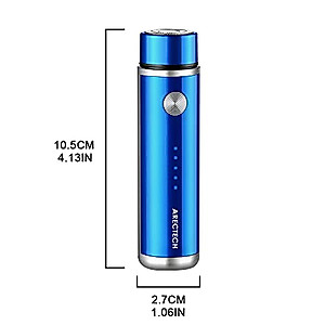 ARECTECH Electric Razor Mini Razor Pocket Razor for Men USB Rechargeable LED Battery Display Best for Travel Shaves Touch Up Shaves Cordless Blue