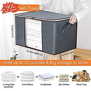 Criusia 3 Pack Clothes Blanket Storage Bags with 8 Pack 11 Inch Cube Storgae Bins