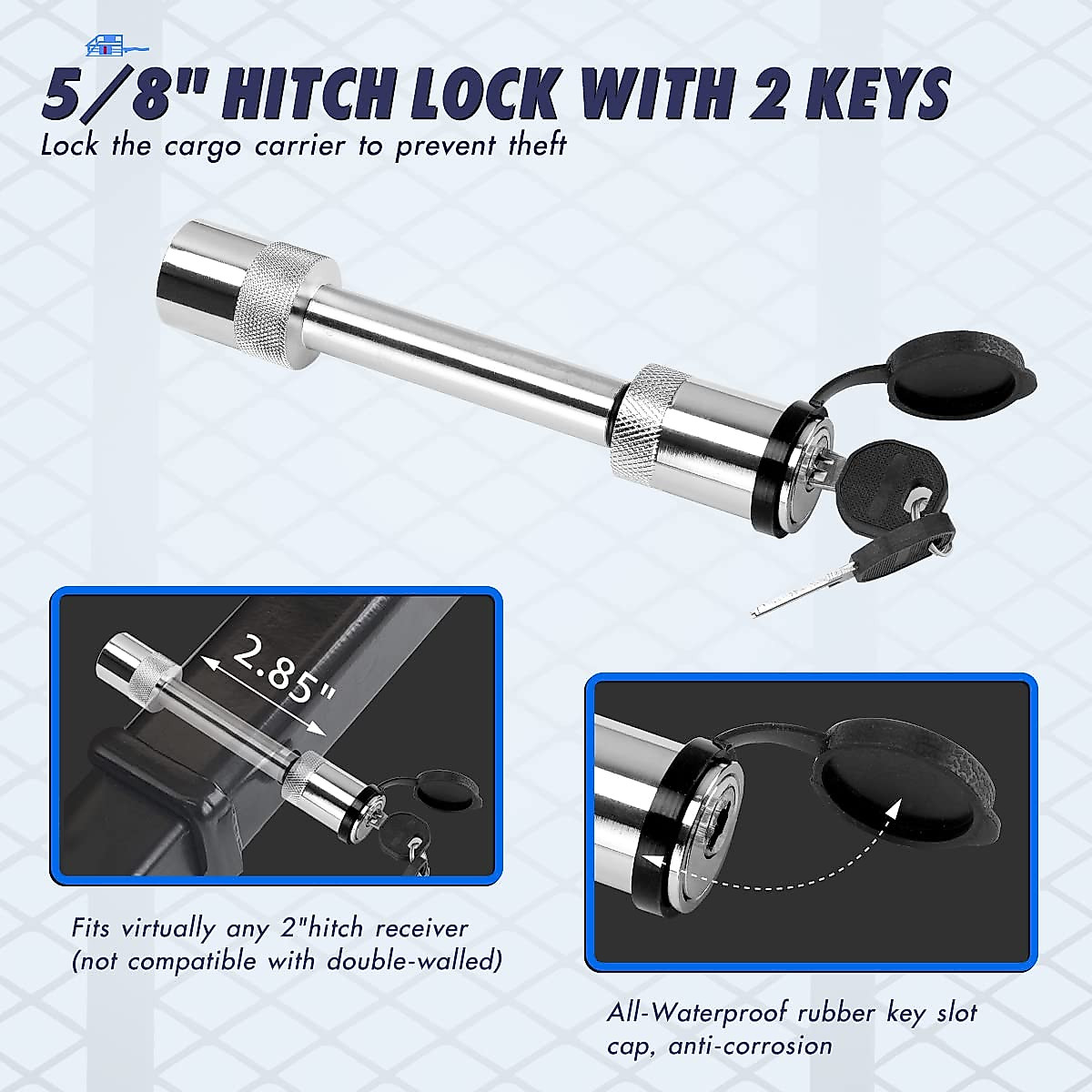 King Bird Folding Hitch Mount Cargo Carrier 60x24x6 with Hitch Lock & Hitch Stabilizer & Cargo Net & Ratchet Straps Fits to 2'' Receiver,550LBS Capacity Cargo Basket | Trailer Tow Hitch Cargo Carrier