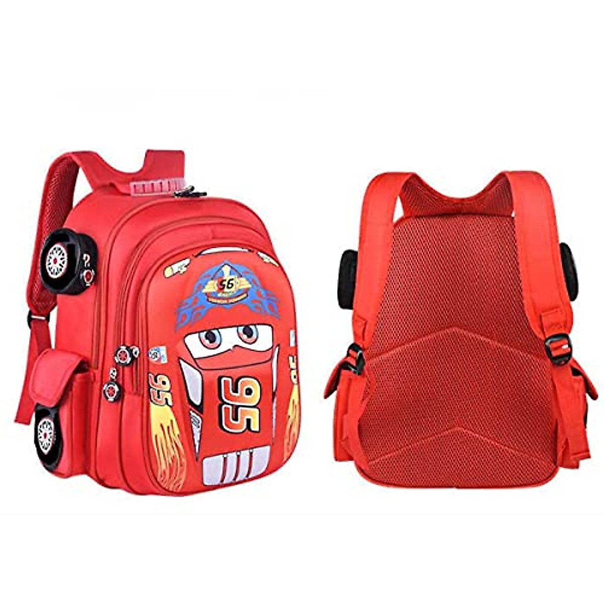 QWZY Kid Toddler Boys Girls Backpack Waterproof Cartoon Truck Car Child Snack School Bag Kindergarten Backpack (Red)