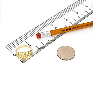 10K Real Gold CZ Nugget Signet Ring, 8.5