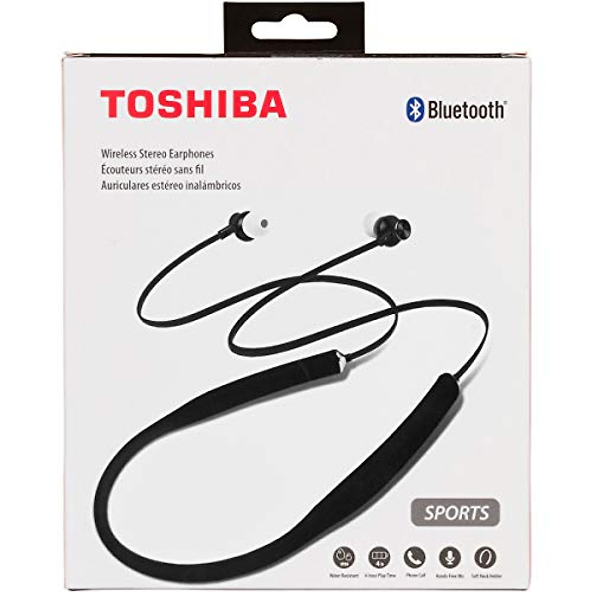 Toshiba Neckband Bluetooth Headphones | Wireless Bluetooth Earbuds | Bluetooth Neckband Headset w/Deep Base | 65FT Working Range | Water/Sweat Resistant | 8-10 Hours Music & Talk Time | RZE-BT600E(K)