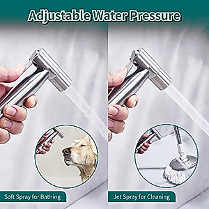 Bidet Sprayer for Toilet, Vitbirih Bidets for Existing Toilets Handheld Bidet Sprayer Adjustable Jet Spray for Toilet Bathroom Muslin Shower Cloth Diaper Sprayer Set Stainless Steel