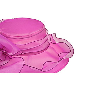DANTIYA Women's Kentucky Derby Sun Hat Church Cocktail Party Wedding Dress Organza Hat (Rose)