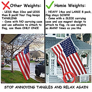 Magnetic Flag/Curtain Weights 8 Pack of Waterproof Magnets + Carrying Case, Great For Stopping American Flag Tangles, Clip On Bottom, Heavy Duty Works Outdoor To Stop Wind (Red)…