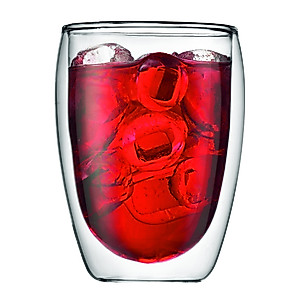 BODUM Double Wall Glass Set, 0.08 l, 0.35 l, 2 pcs, 4 Count (Pack of 1)