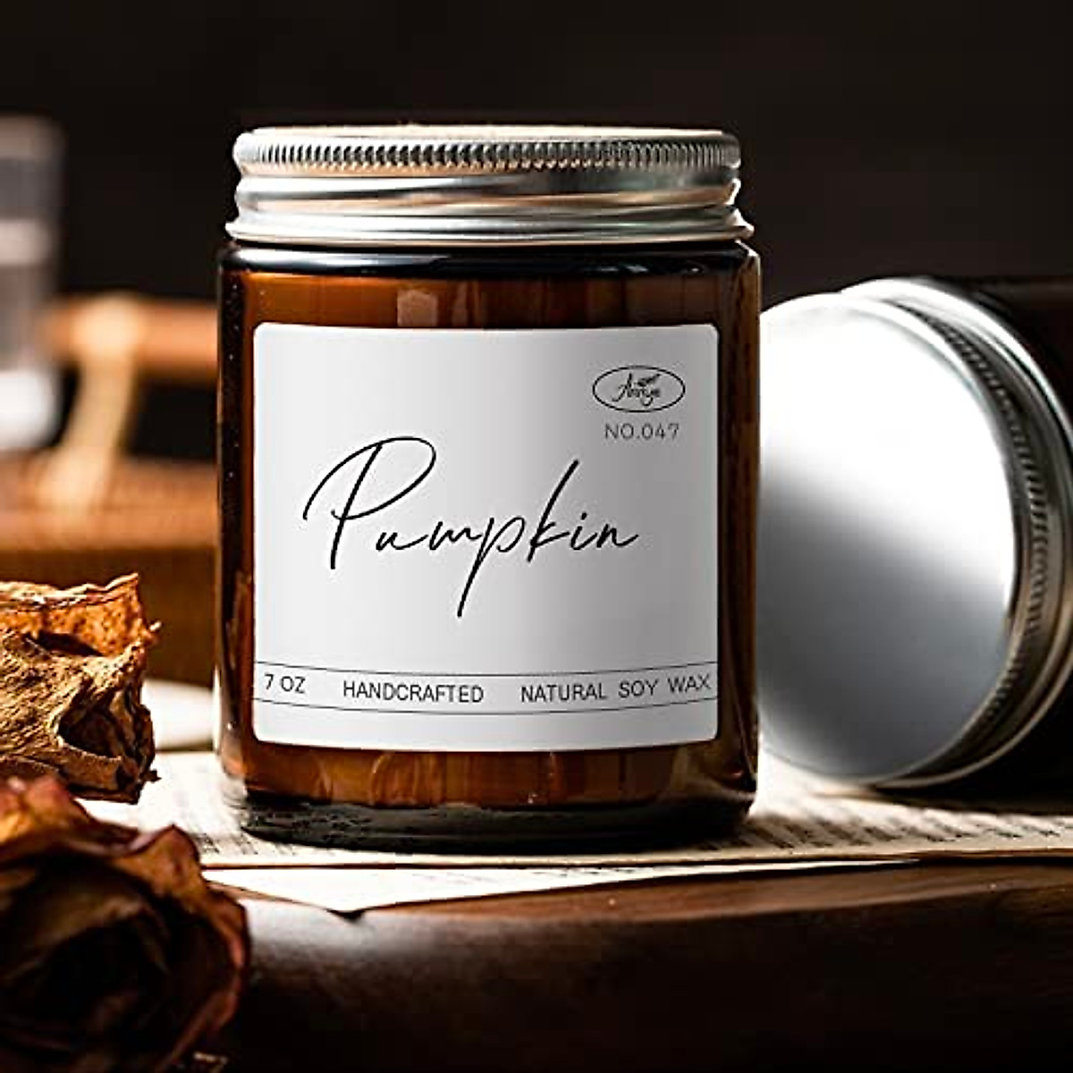 Pumpkin Spice Scented Candles, Organic Soy Candle for Home Scented, Hand-Poured Aromatherapy Candles, Gifts for Women|Men|Families|Friend|Colleague, as Birthday|Holiday|Relaxation Gifts (7oz)